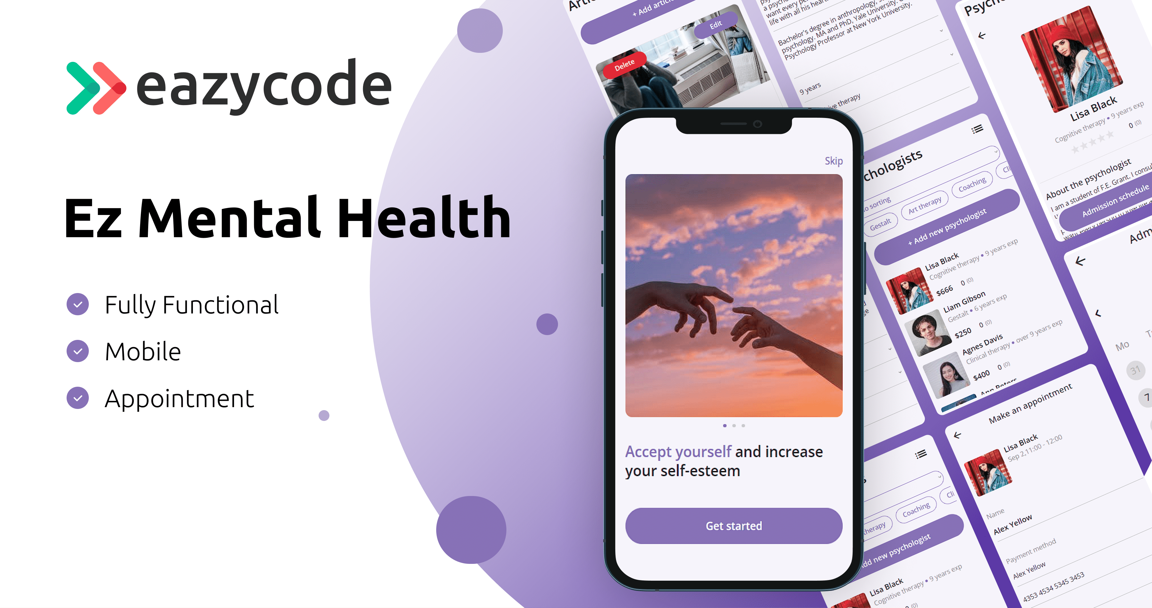 Ez Mental Health Mobile template - NoCode Bubble.io Template by EazyCode - NoCode Agency